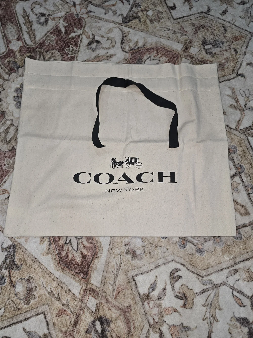 Coach | Bags | Coach Canvas Dust Bag In Natural With Black Logo | Poshmark